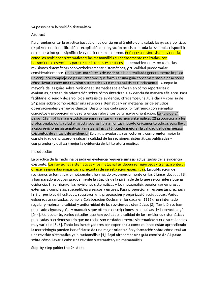 Guía de 24 pasos para revisiones sistemáticas | PDF | Revisión ...