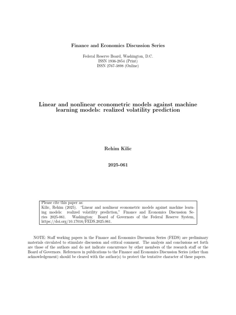 Econometric Models Against Machine Learning Models 1759365869 | PDF ...