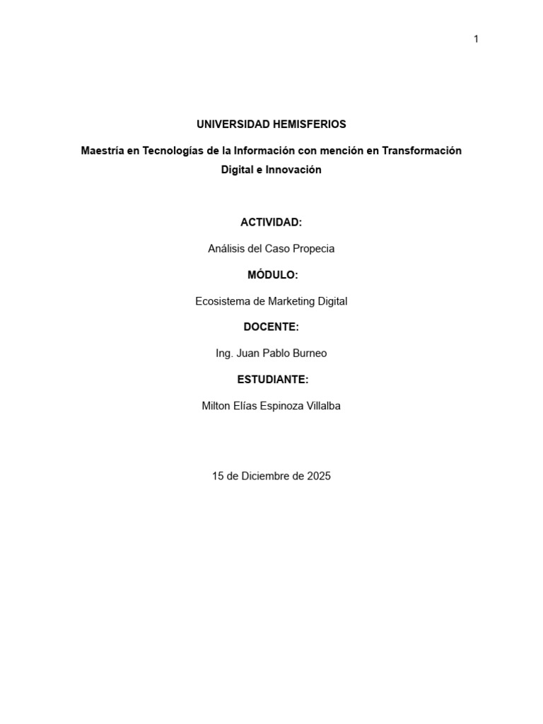 Milton Espinoza_Caso Propecia | PDF | Marketing | Publicidad digital