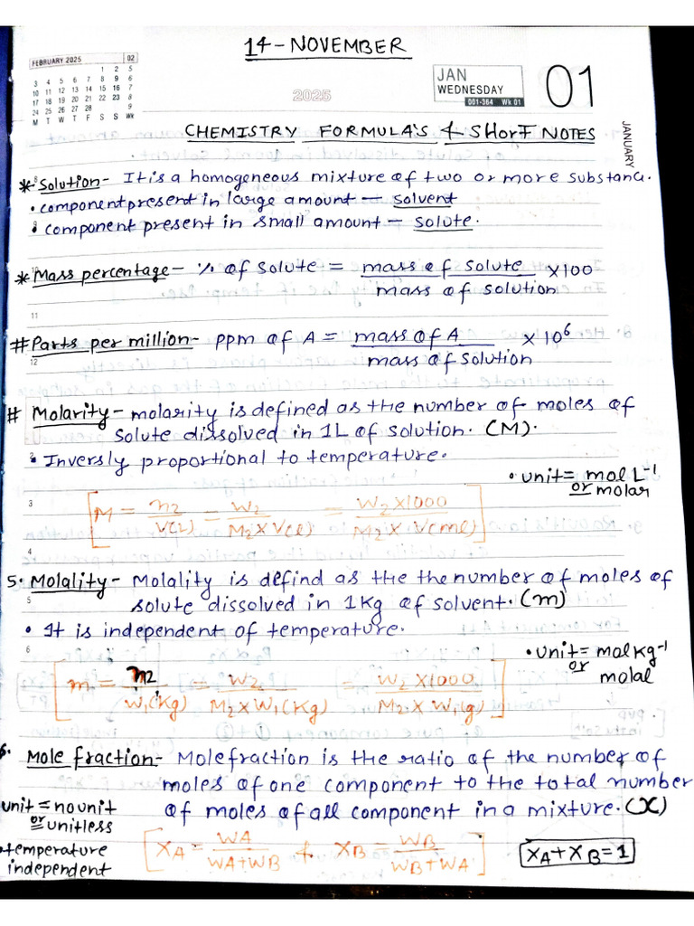 Solution Chapter PDF Short Notes | PDF