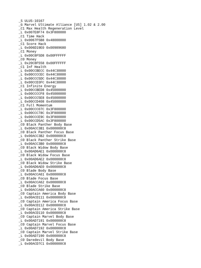 Marvel Ultimate Alliance Cwcheats | PDF | Superhero Fiction ...