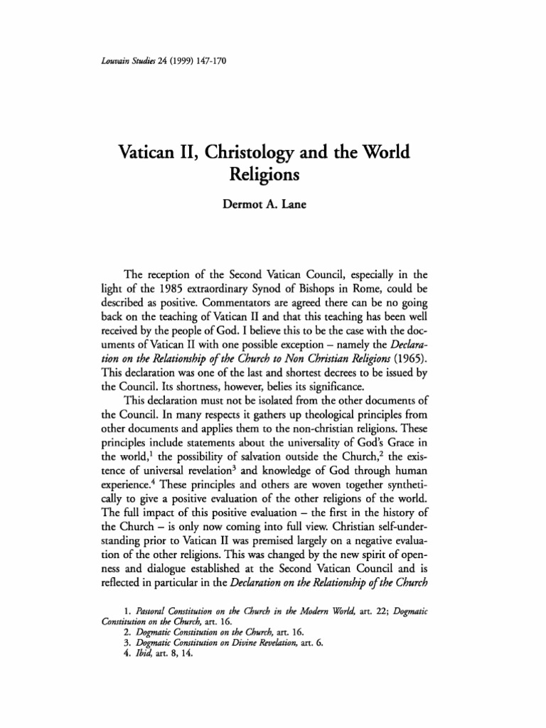 Vatican II, Christology and the World Religions | PDF | Christology ...