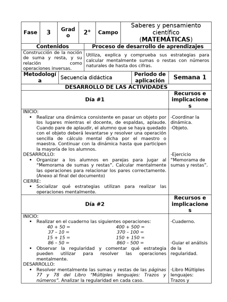 Estrategias de Suma, Resta y Tiempo | PDF | Calendario | Pensamiento