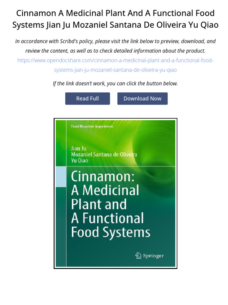 Cinnamon A Medicinal Plant and A Functional Food Systems Jian Ju ...
