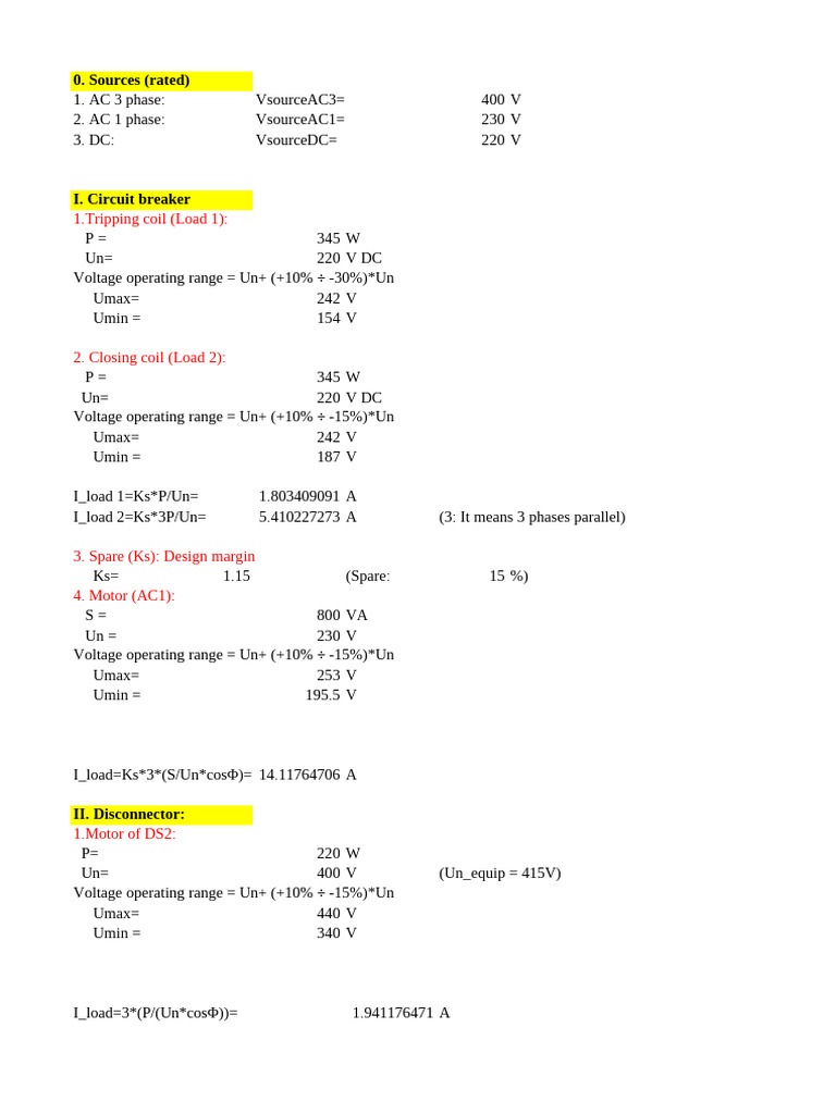 Electrical Load and Cable Sizing Analysis | PDF | Alternating Current ...