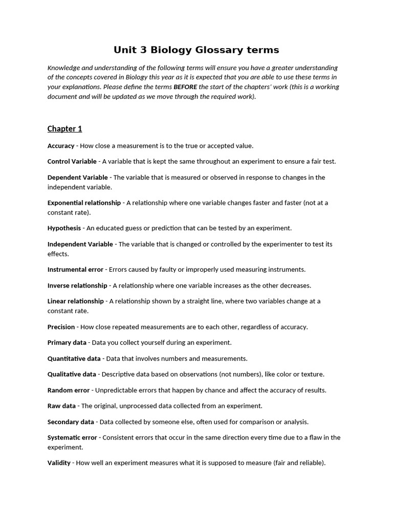 Biology Glossary: Key Terms Explained | PDF | Gene | Rna