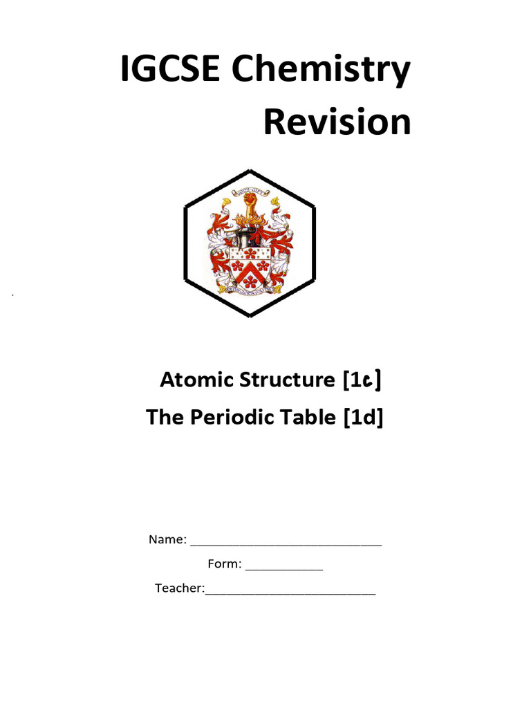 1c 1d Atomic Structure and Periodic Rev | PDF | Atoms | Chemical Elements