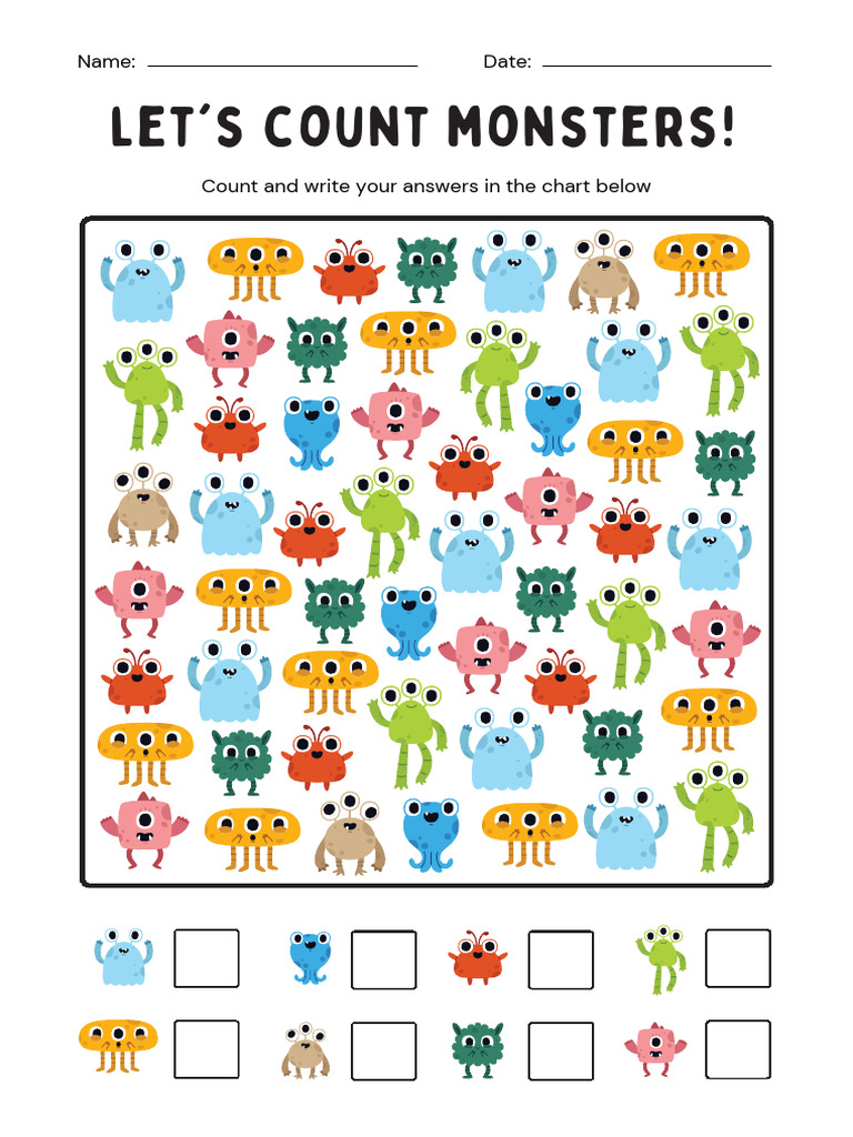 Let's Count Monsters Worksheet | PDF