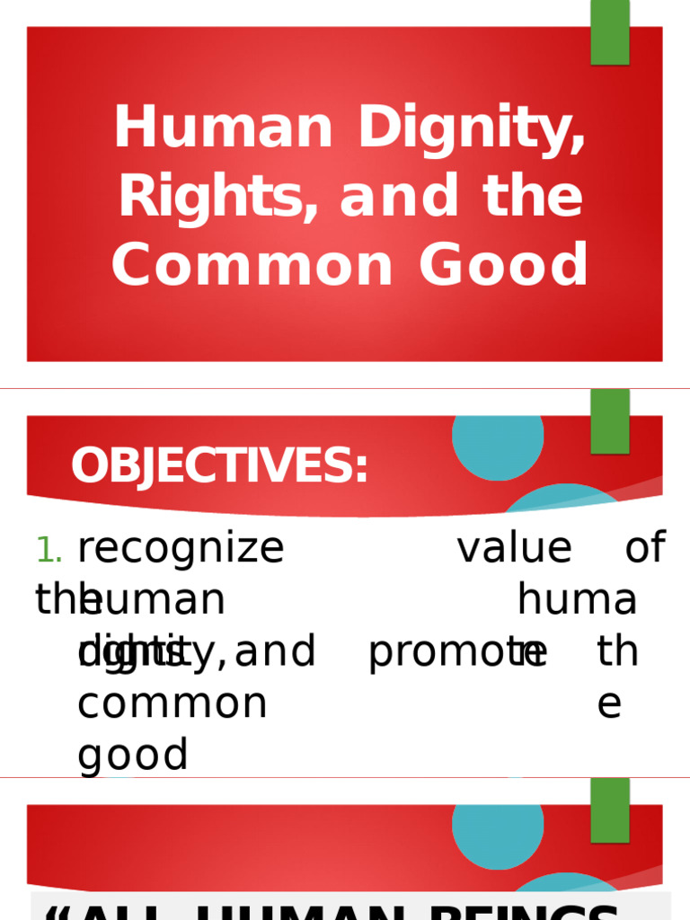 Promoting human dignity, rights and the common good | PDF | Rights ...