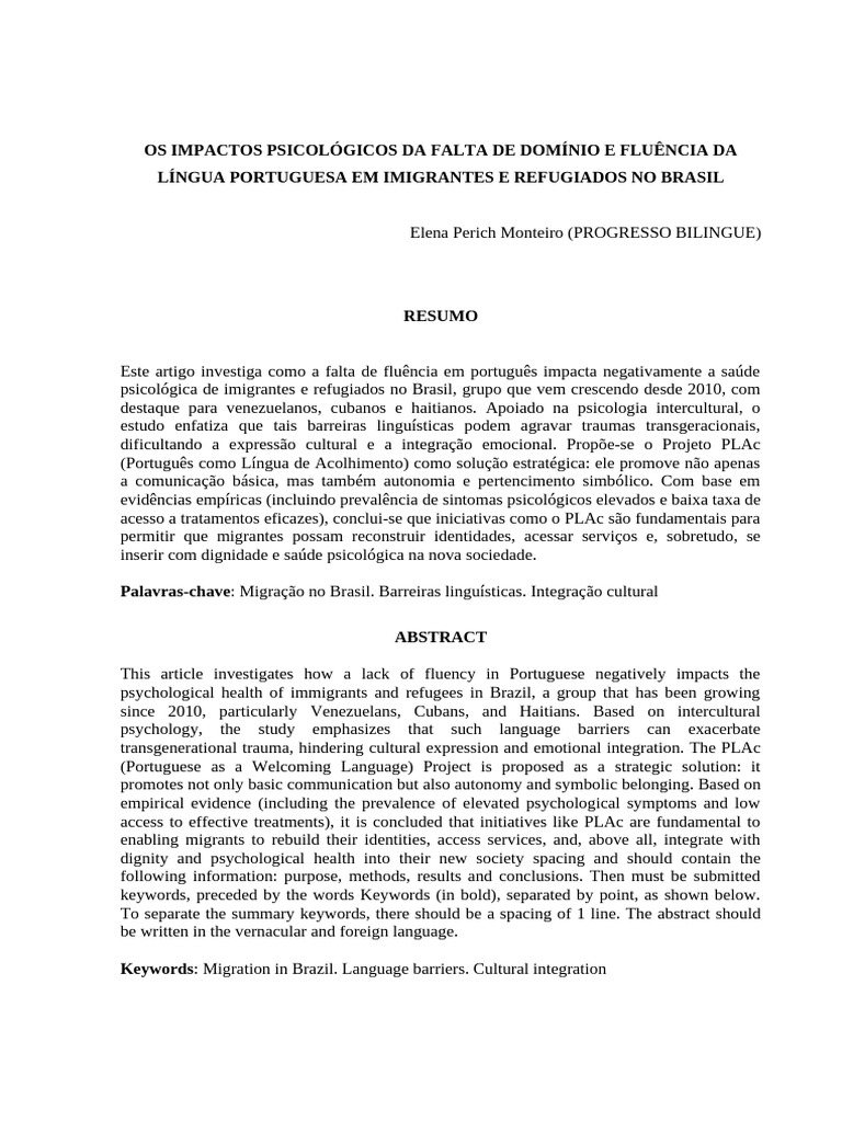 Tpi Elena Perich Monteiro | PDF | Imigração | Refugiado