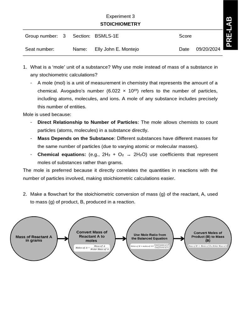Stoichiometry Experiment Analysis | PDF | Stoichiometry | Mole (Unit)