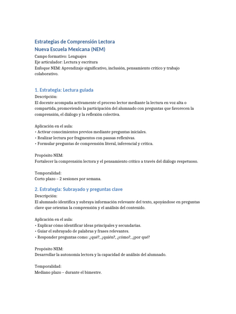 Estrategias para Mejorar la Comprensión Lectora | PDF