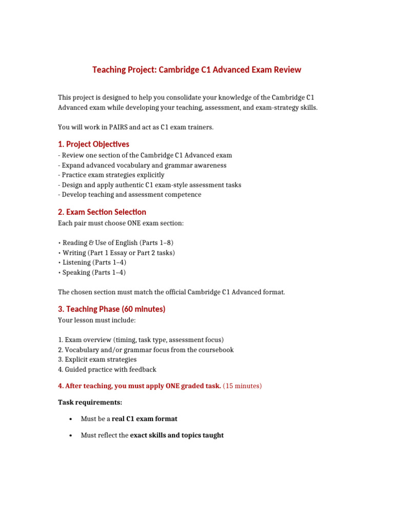 Cambridge C1 Exam Teaching Project | PDF | Learning | Human Communication