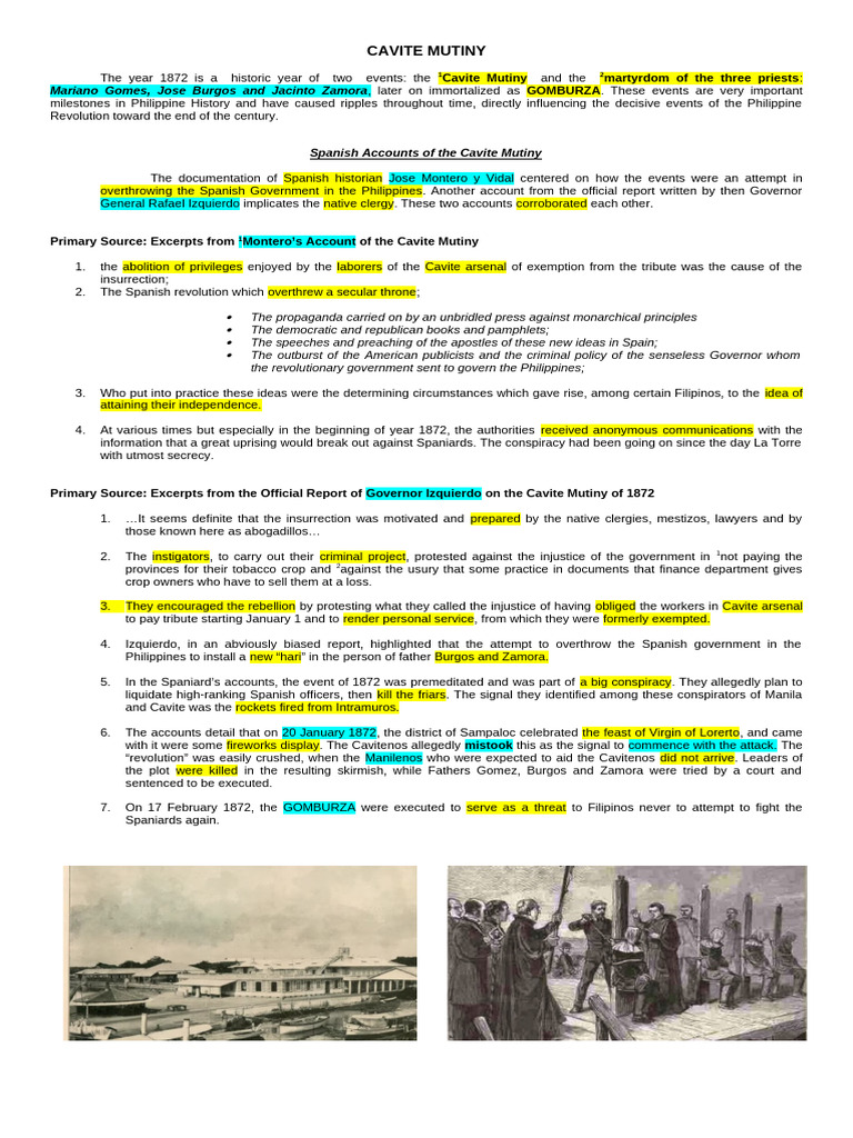 Cavite Mutiny: 1872 Uprising Overview | PDF | Spanish East Indies ...