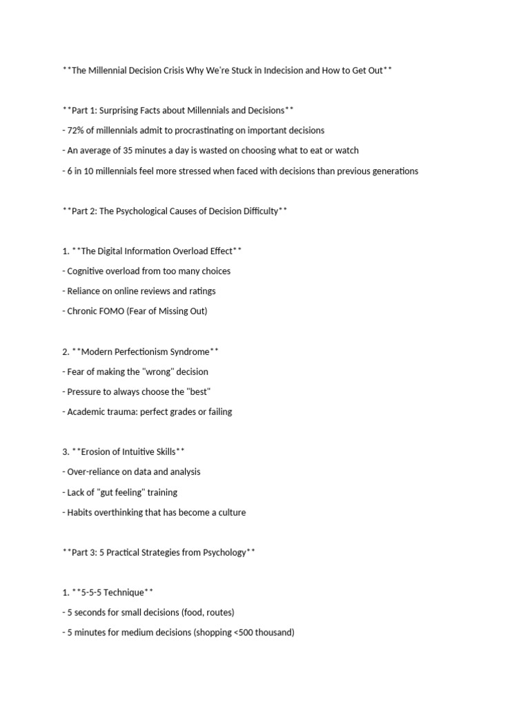 The Millennial Decision Crisis Why We'Re Stuck in Indecision and How to ...