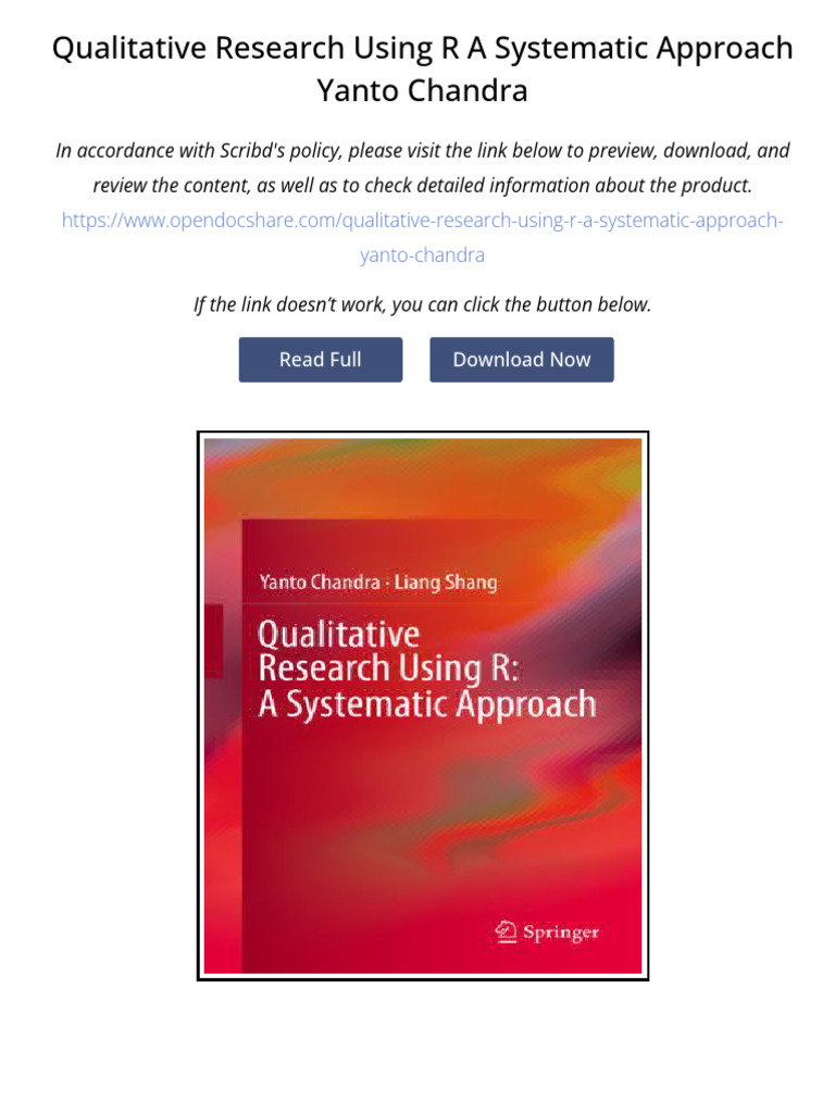 Qualitative Research Using R A Systematic Approach Yanto Chandra | PDF ...