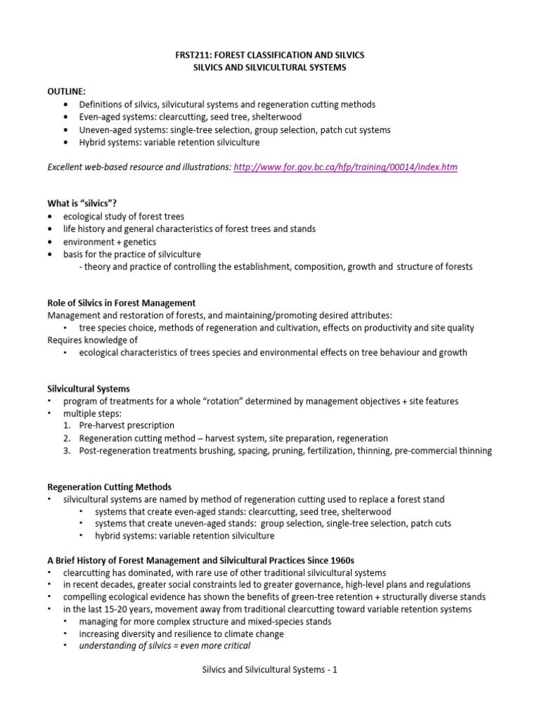 Silvics and Silvicultural Systems Overview | PDF | Natural Environment ...