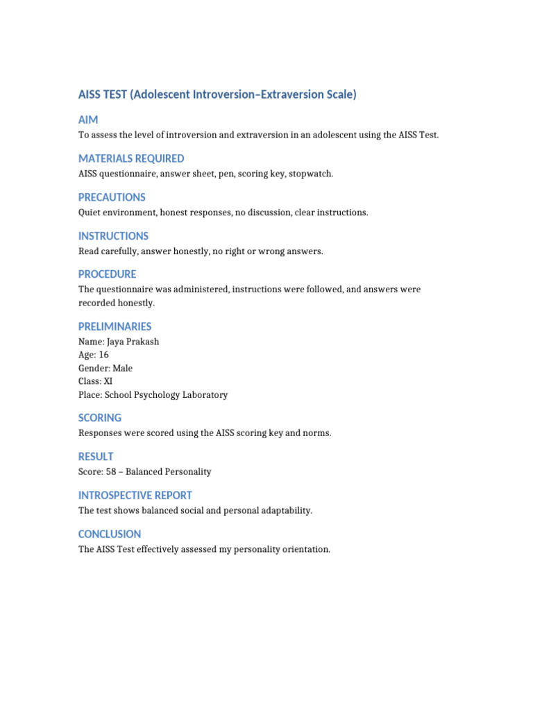 AISS Test Report | PDF