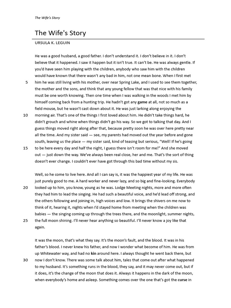 The Wife's story - vocab and WS | PDF
