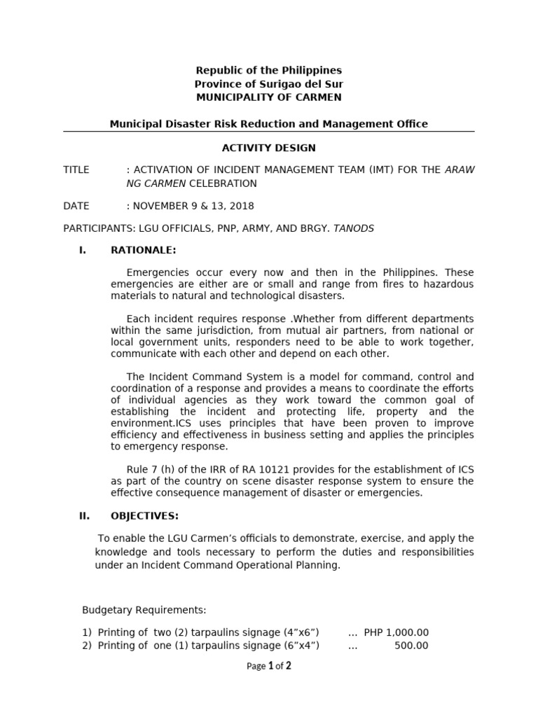 Ics Activation | PDF | Incident Command System | Emergency