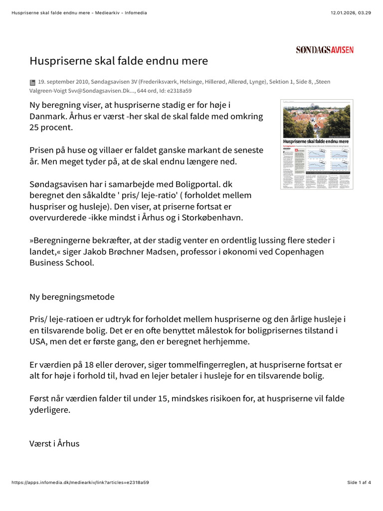 Huspriserne Skal Falde Endnu Mere - Mediearkiv - Infomedia | PDF