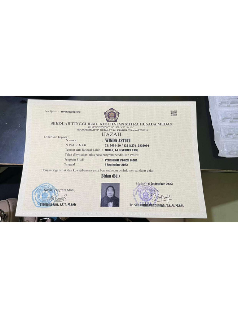 Ijazah BD Bu Winda | PDF