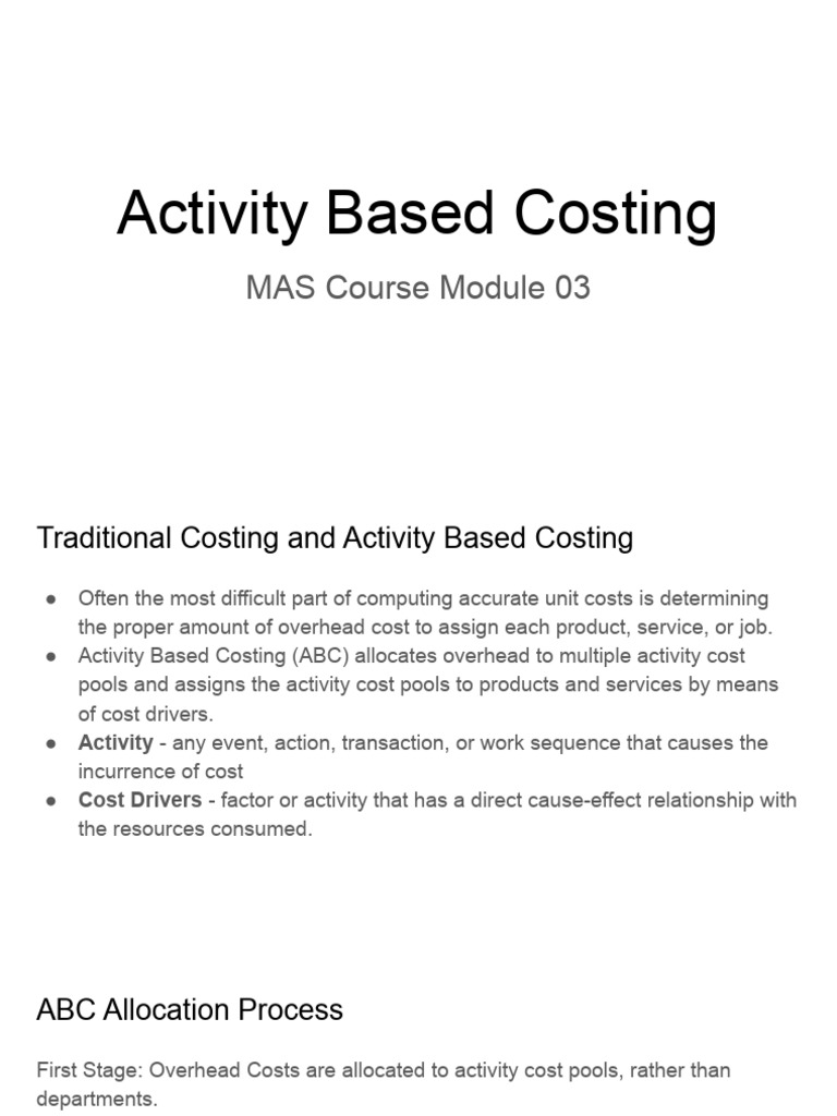 Activity Based Costing Explained | PDF | Lean Manufacturing | Economies