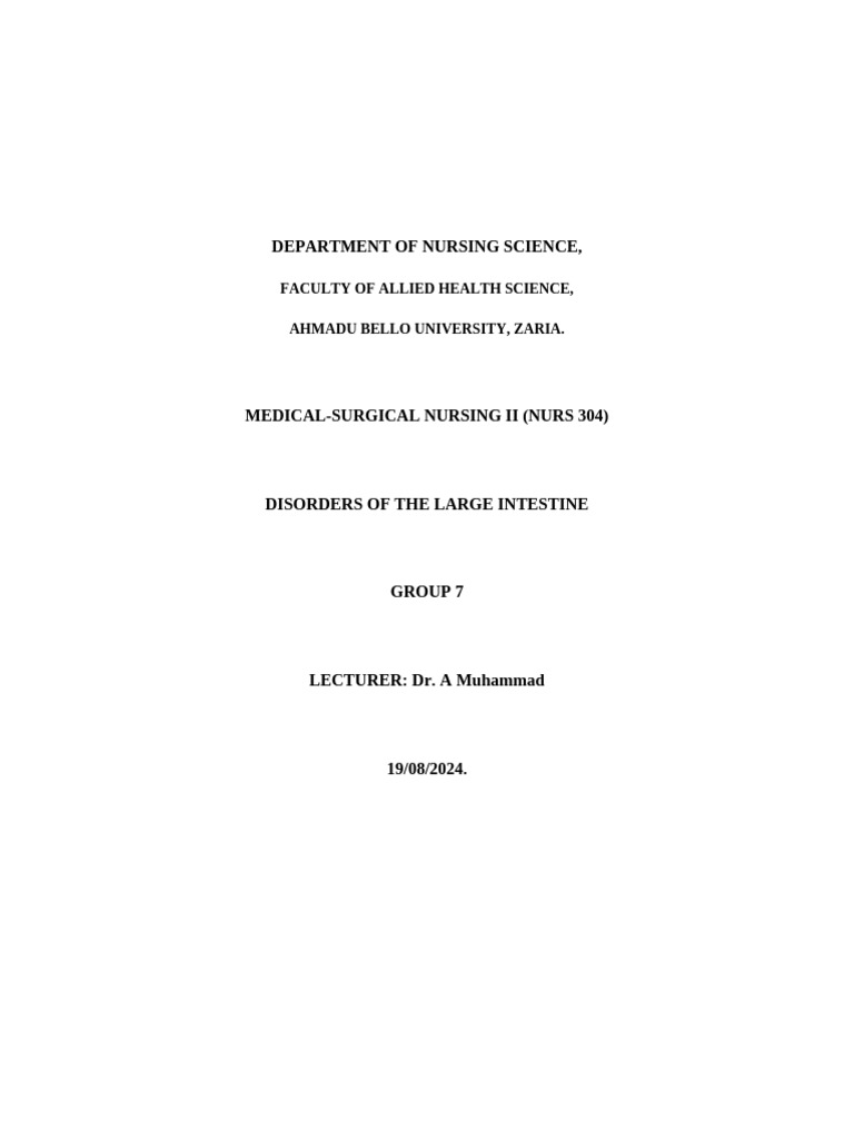 Large Intestine Disorders Overview | PDF | Colorectal Cancer | Crohn's ...