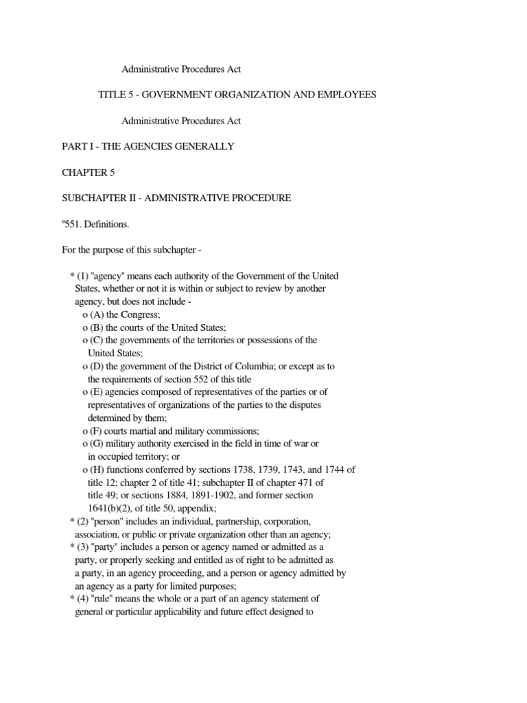 Overview of the 1946 APA | PDF | Federal Government Of The United ...