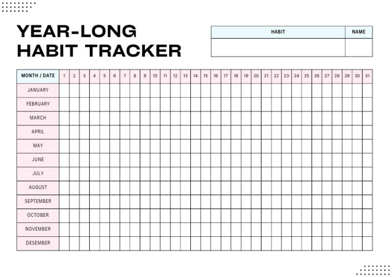 Year-Long Habit Tracker Template | PDF