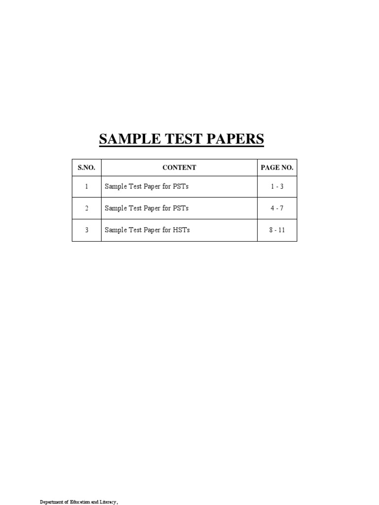 4094015 Sample Test Papers Jst Hst Pst | Mass | Force