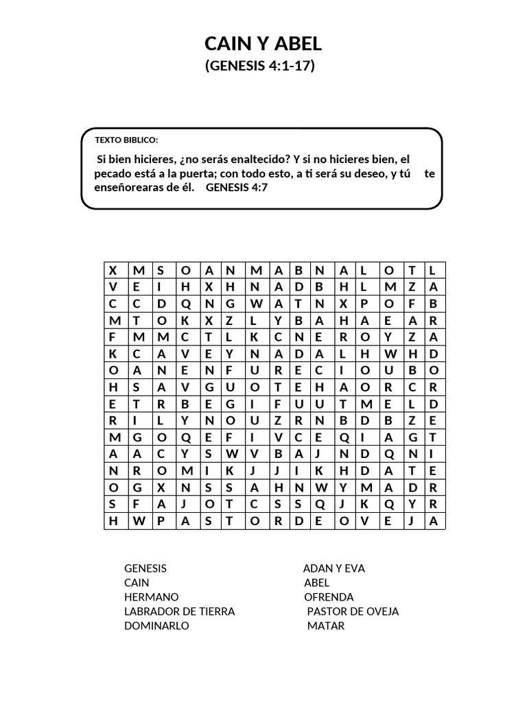 Cain y Abel | PDF | Libro del Génesis | Contenido bíblico
