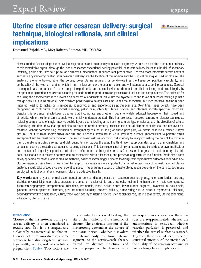 Uterine Closure Techniques Post-Cesarean | PDF | Scar | Uterus