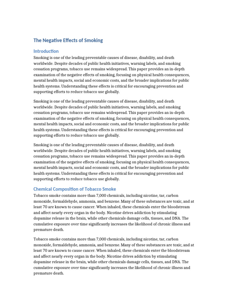 Negative Health Impacts of Smoking | PDF | Chronic Obstructive ...