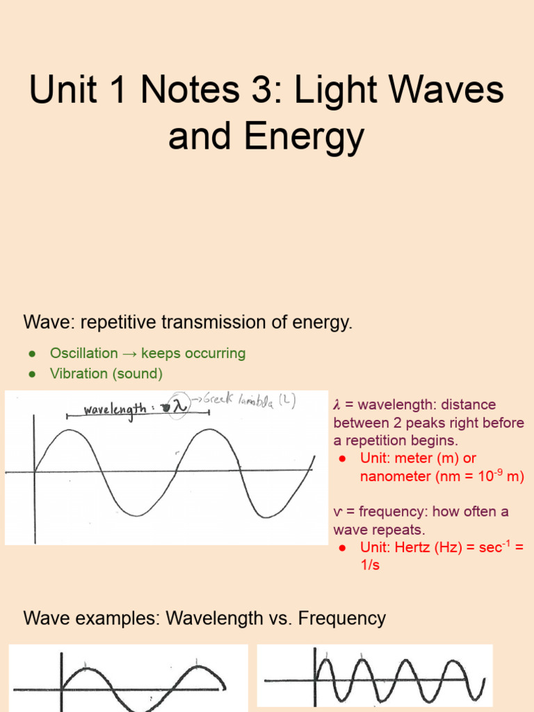 Notes 3_ Light Waves and Energy Teacher Version | PDF | Light ...