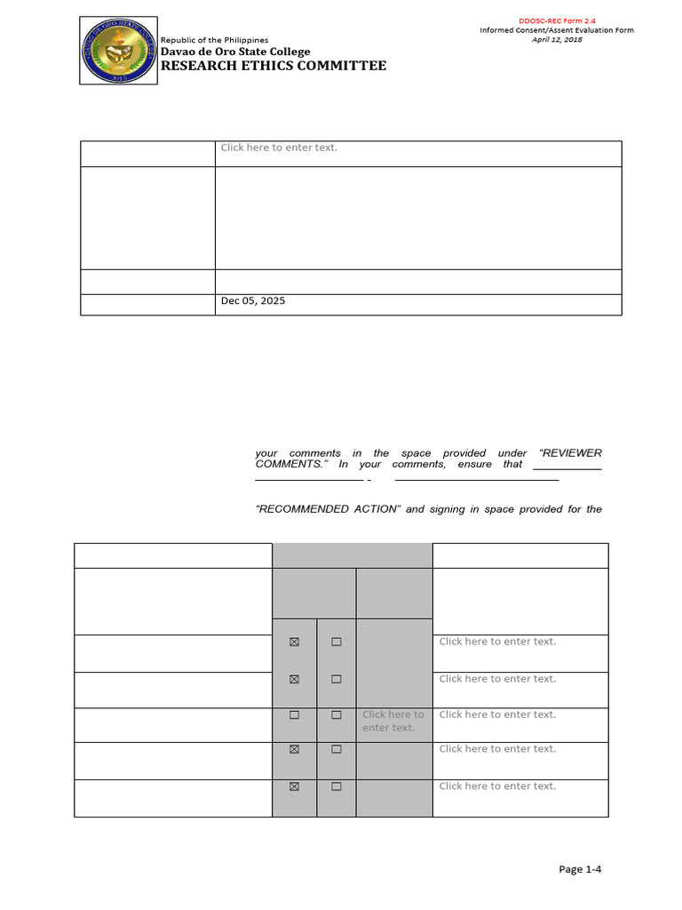 Informed Consent Evaluation Form | PDF | Informed Consent | Evaluation