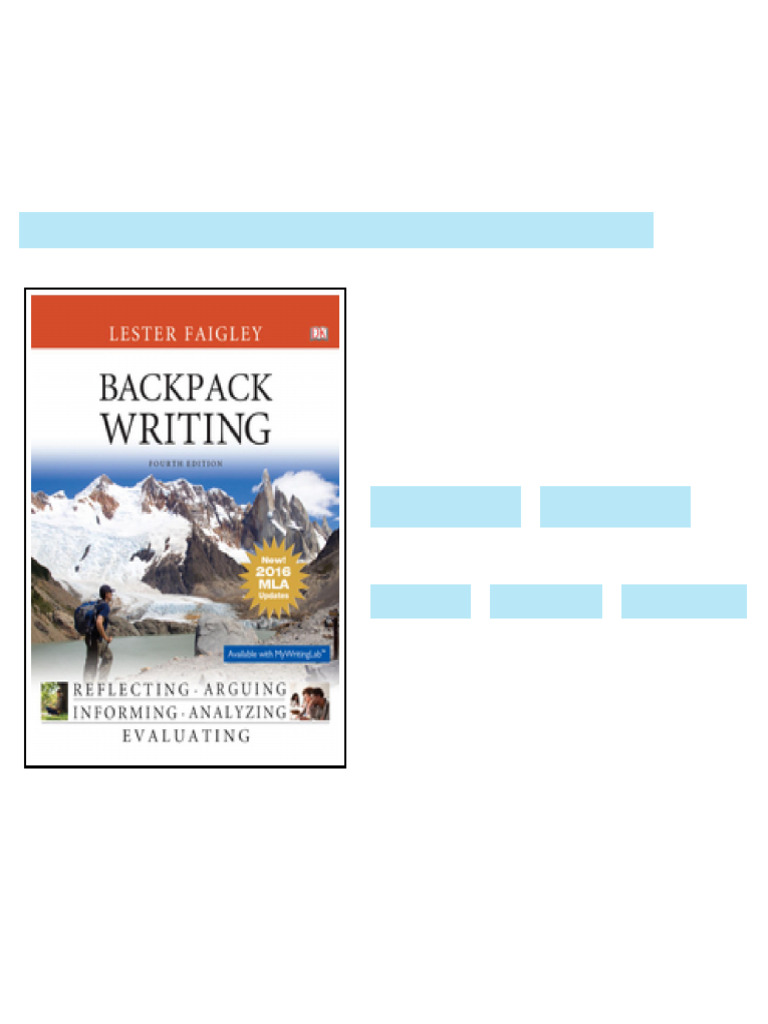 Backpack Writing 4th Edition By Lester Faigley No Waiting Time | PDF