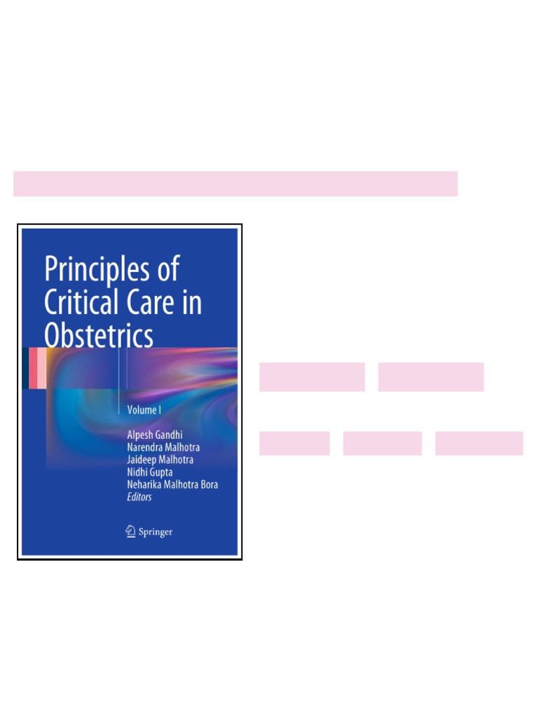 Principles of Critical Care in Obstetrics Volume I 1st online reading | PDF