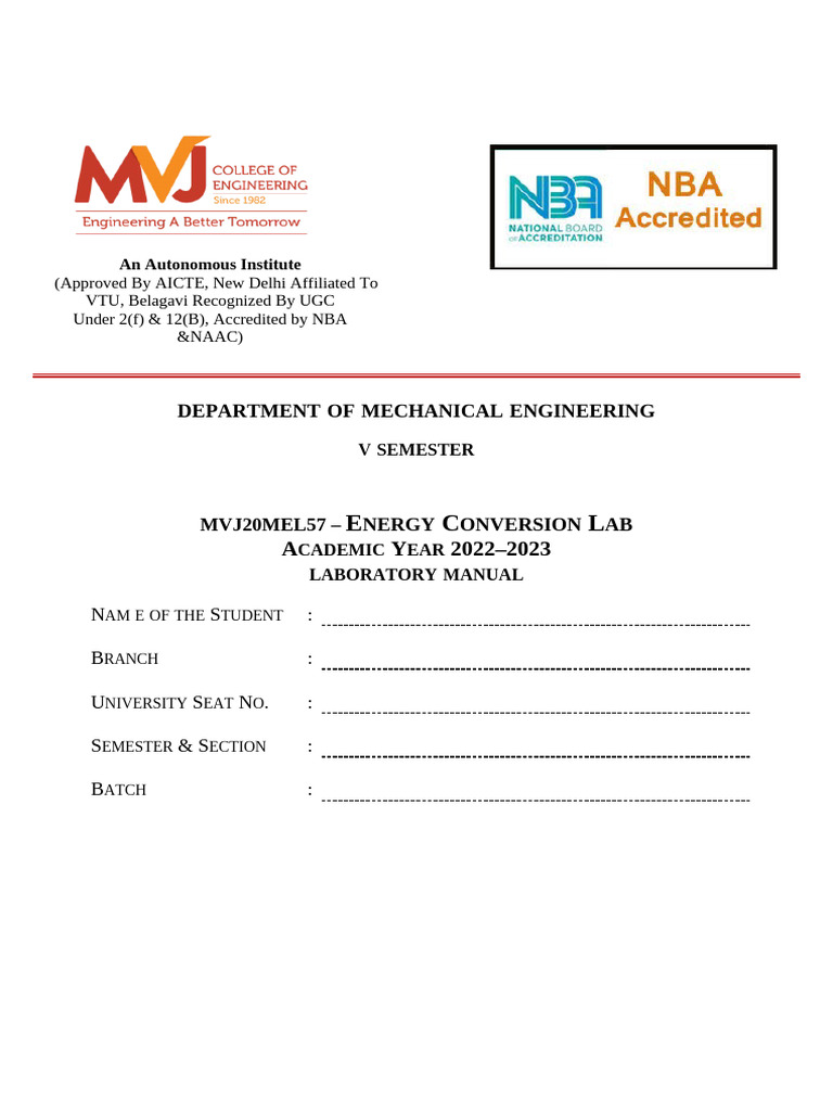 MVJ20MEL57 - Energy Conversion Lab | PDF | Viscosity | Engineering