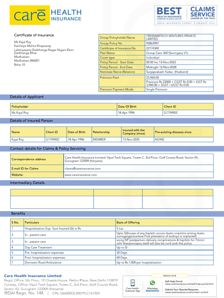 Group Care 360° Insurance Certificate | PDF | Insurance | Medical Diagnosis