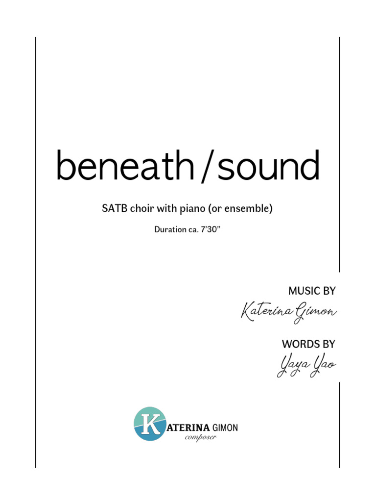 Beneath Sound SATB Piano Version Choir Score | PDF | Classical Music