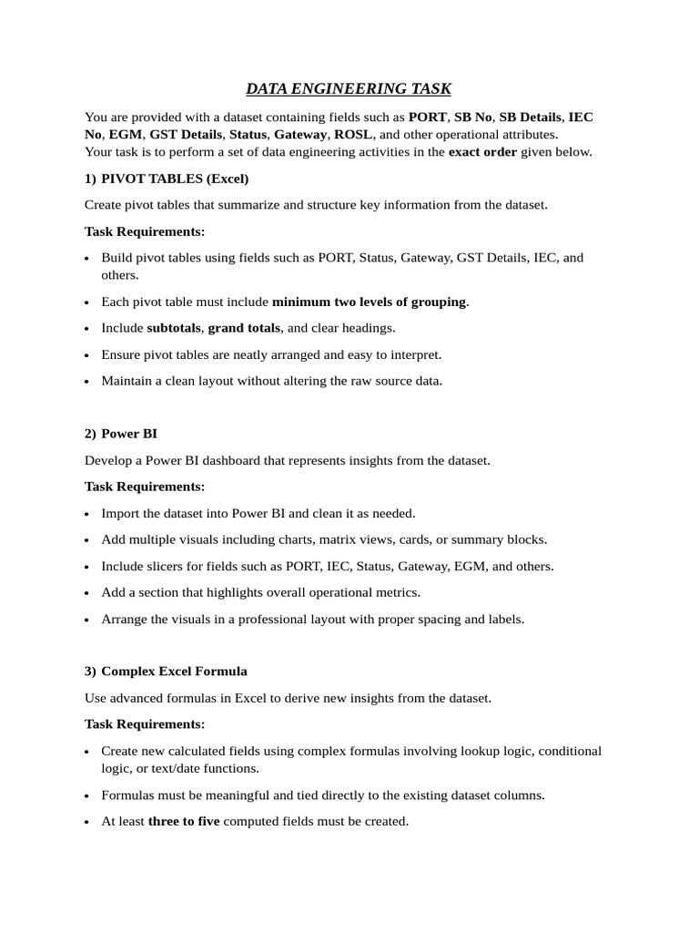 Data Engineering Task 2 Pdf Databases Microsoft Excel