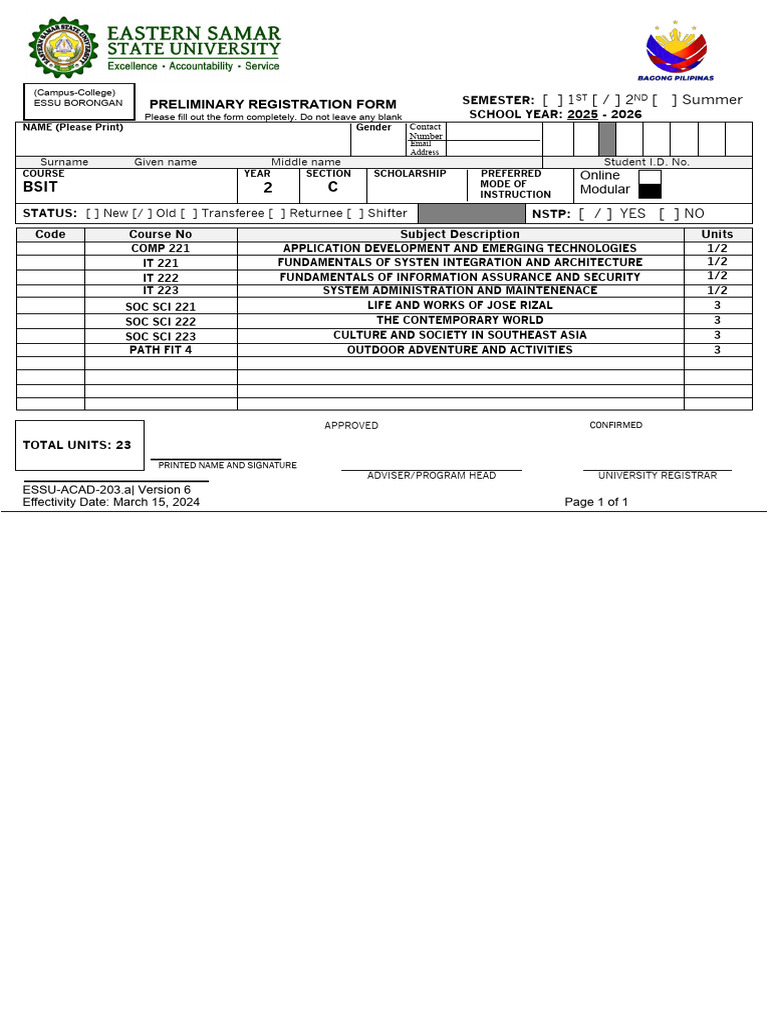 Registration Form 2C | PDF | Computer Architecture | Computer Engineering