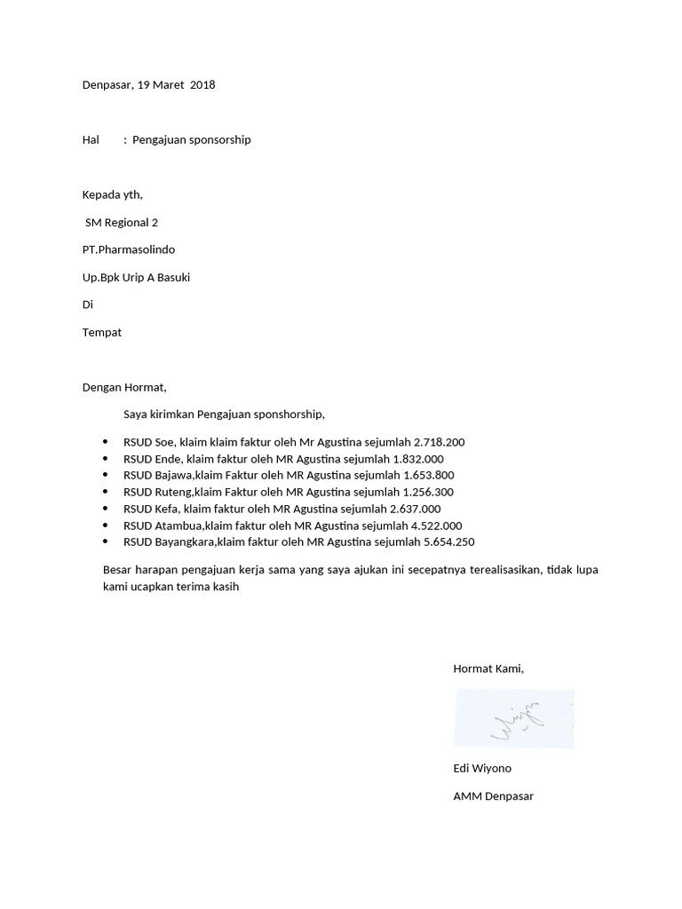 Contoh Surat Pengantar PHS | PDF