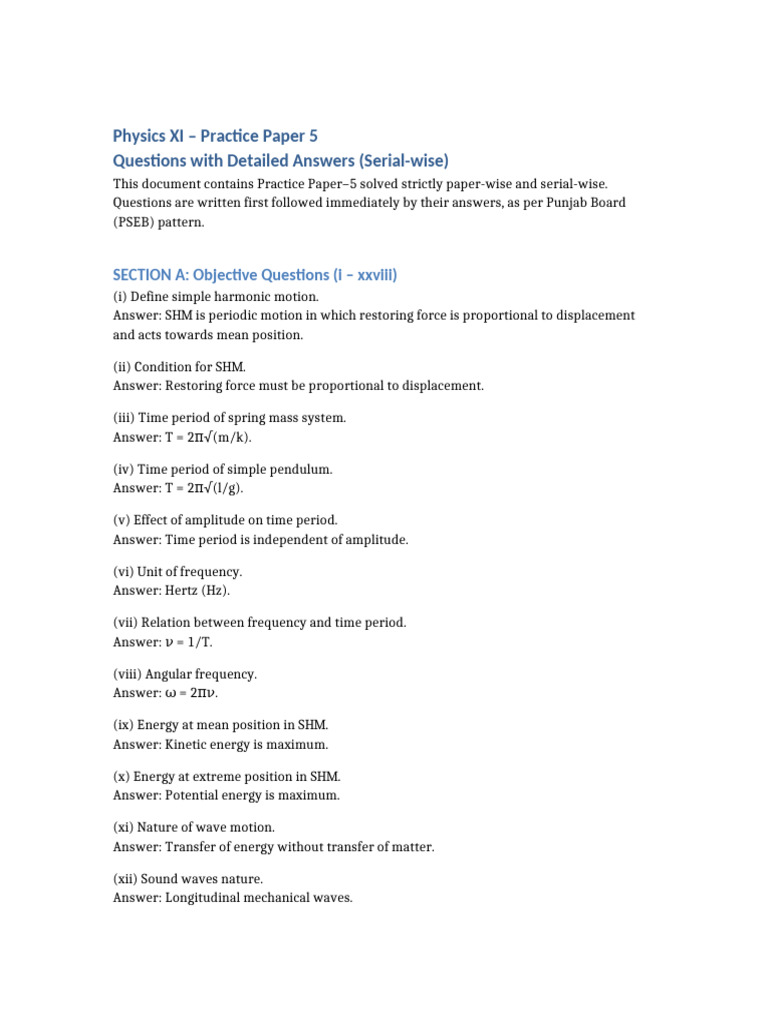 Practice Paper 5 Detailed Solved | PDF | Waves | Sound
