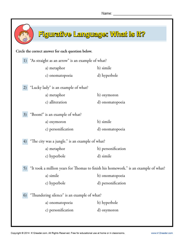Figurative Language Exercises for Students | PDF | Metaphor