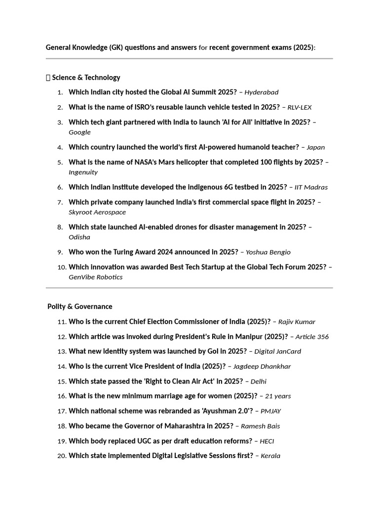 General Knowledge | PDF