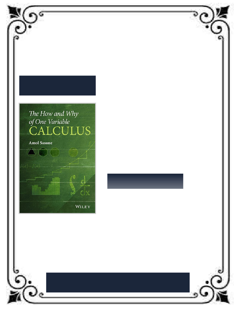 The How and Why of One Variable Calculus 1st Edition Amol Sasane eBook ...