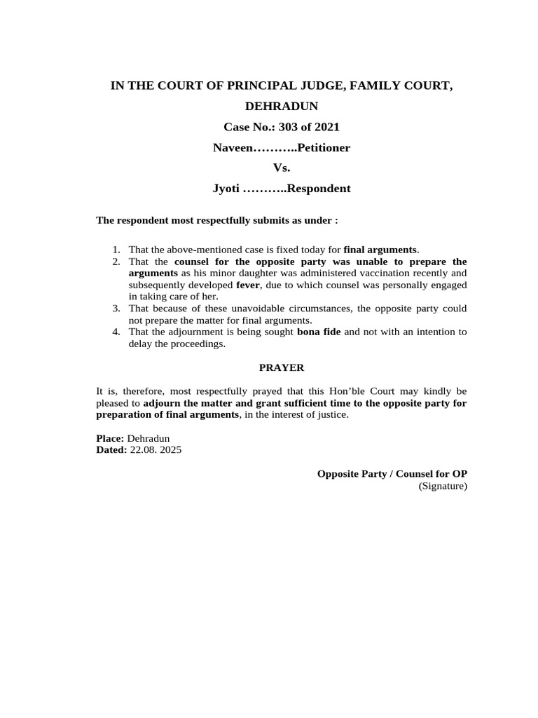 Adjournment for Argument | PDF