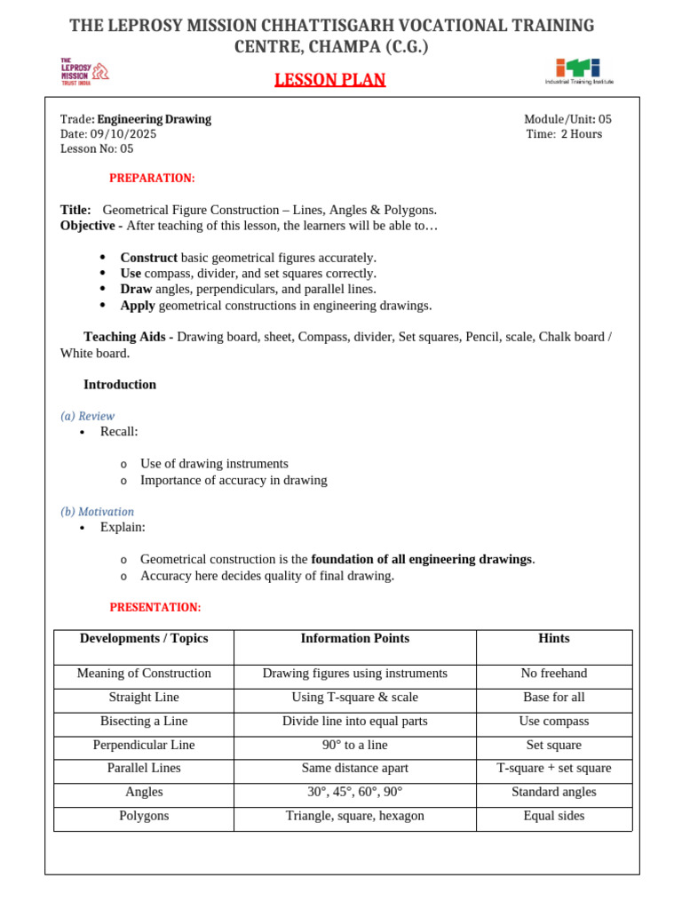 5. Geometrical Figure Construction | PDF | Drawing | Perpendicular